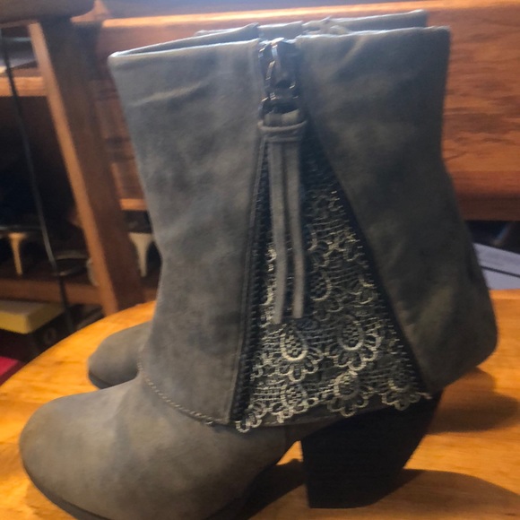 Shoes | Grey Faux Suede Country Style Boots | Poshmark